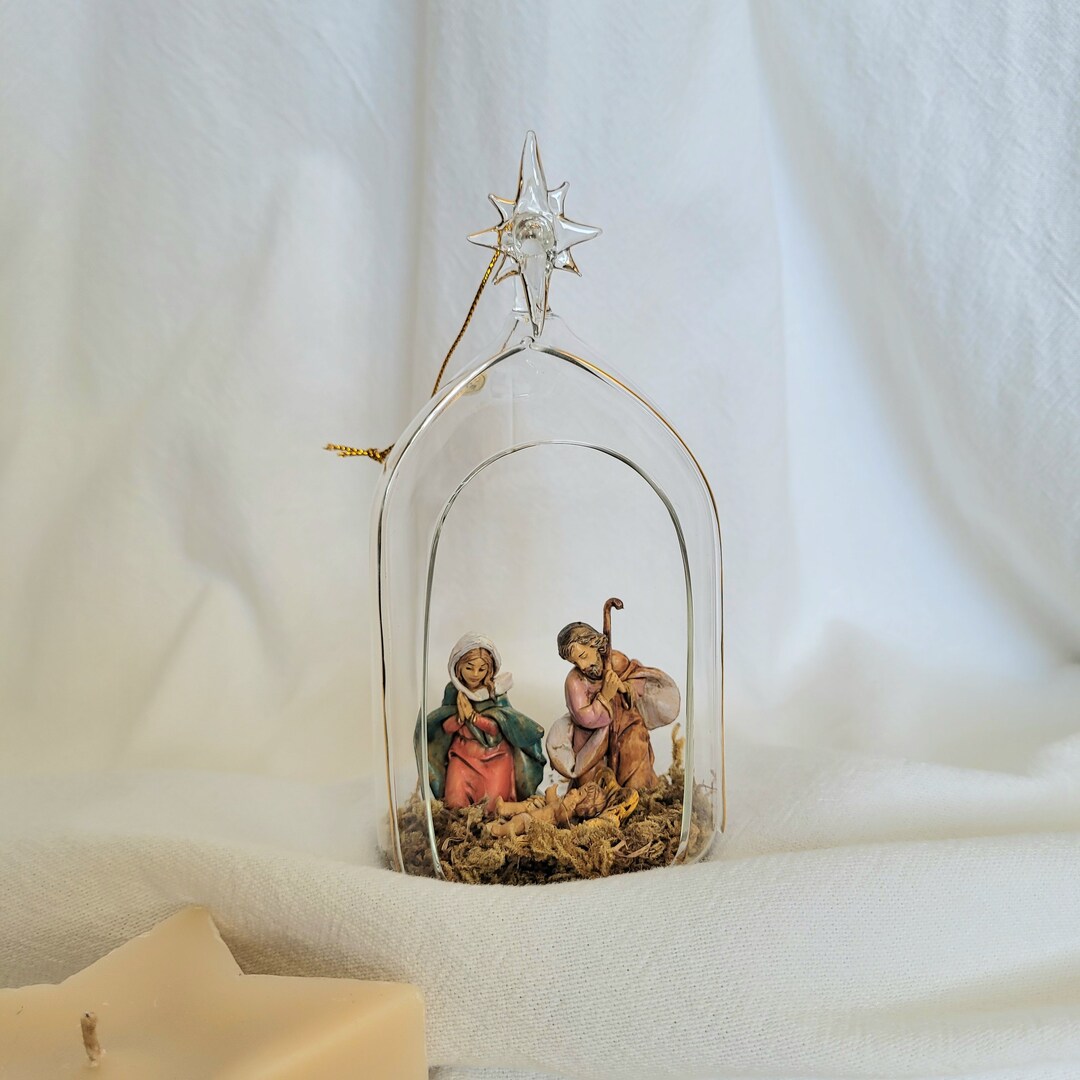Blown Glass Christmas Nativity Holy Family Creche Ornament - Etsy