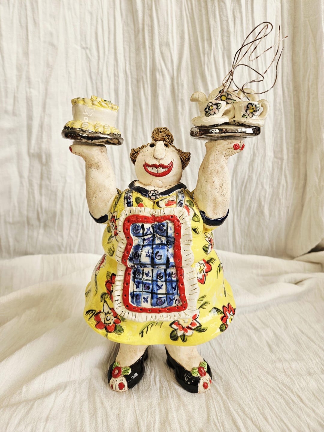 Rare LADY CHEF Cynthia Hipkiss Ceramics Sonoma Signed Studio Art Clay ...