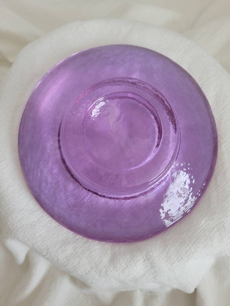 Lavender Fire and Light Art Glass Candle Plate Wine Bottle - Etsy