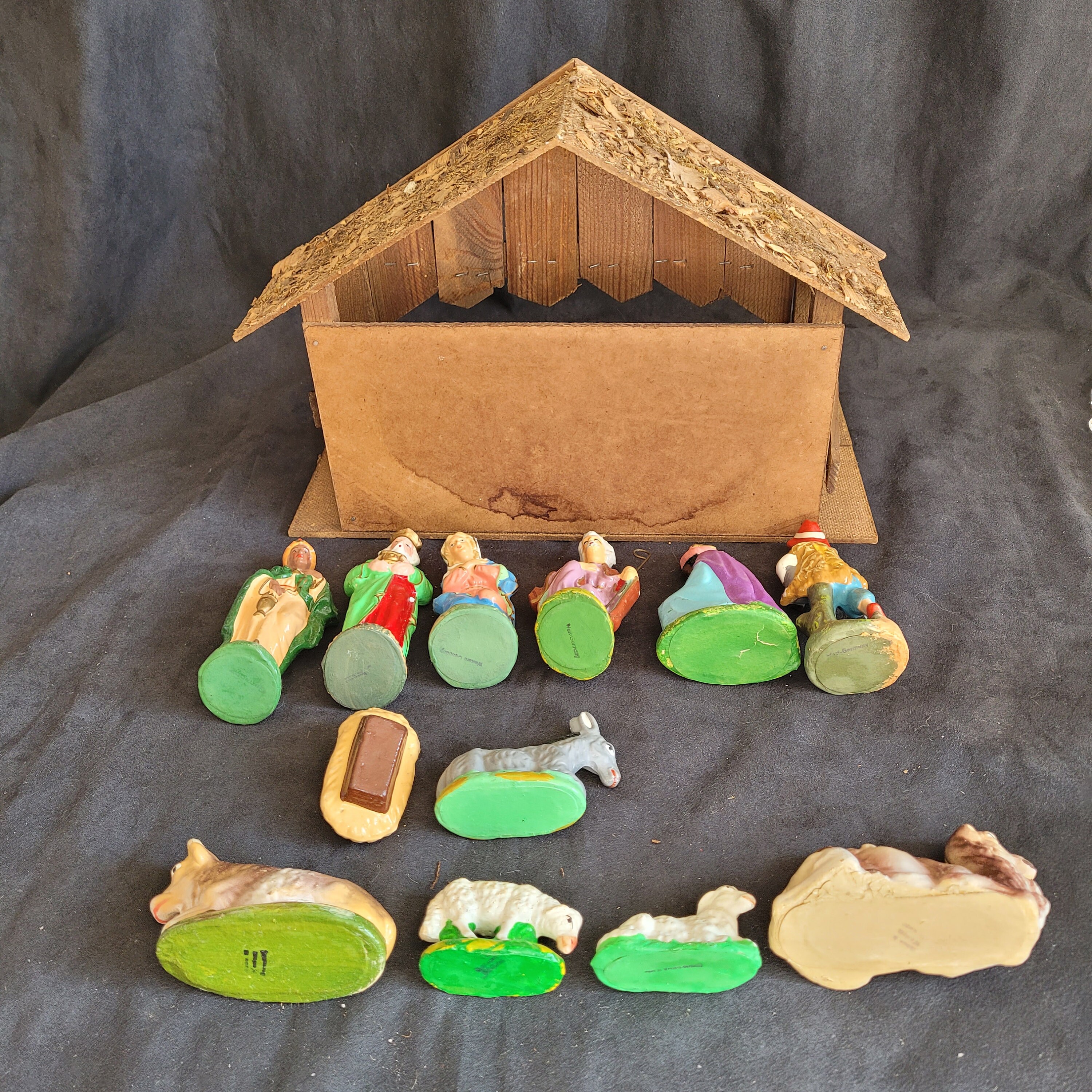 Nativity Set West Germany 1940s Classic German Hand Painted Paper Mache ...