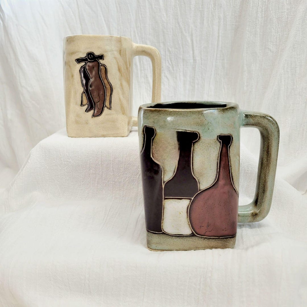 Handcrafted Stoneware Mugs Set Design by Mara Mexico With Chiles ...