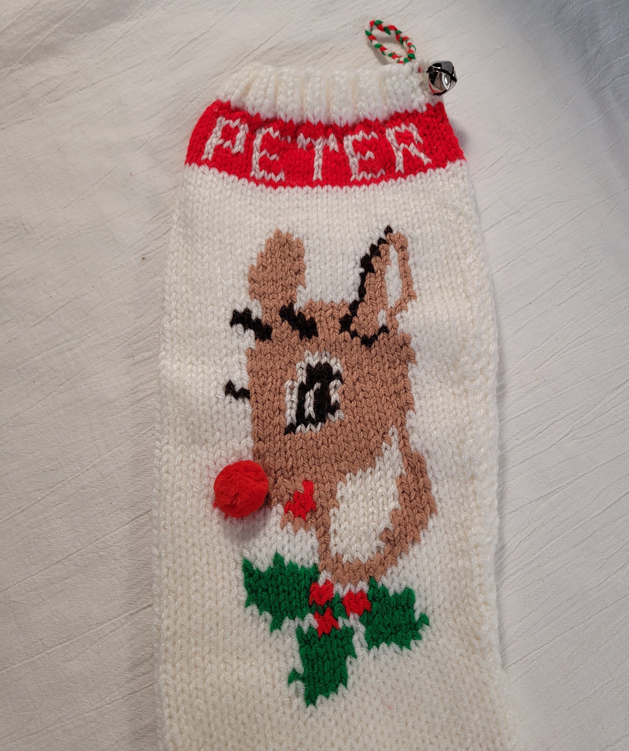 PETER Rudolph the Red Nose Reindeer Knit Christmas Stocking RETRO - Etsy