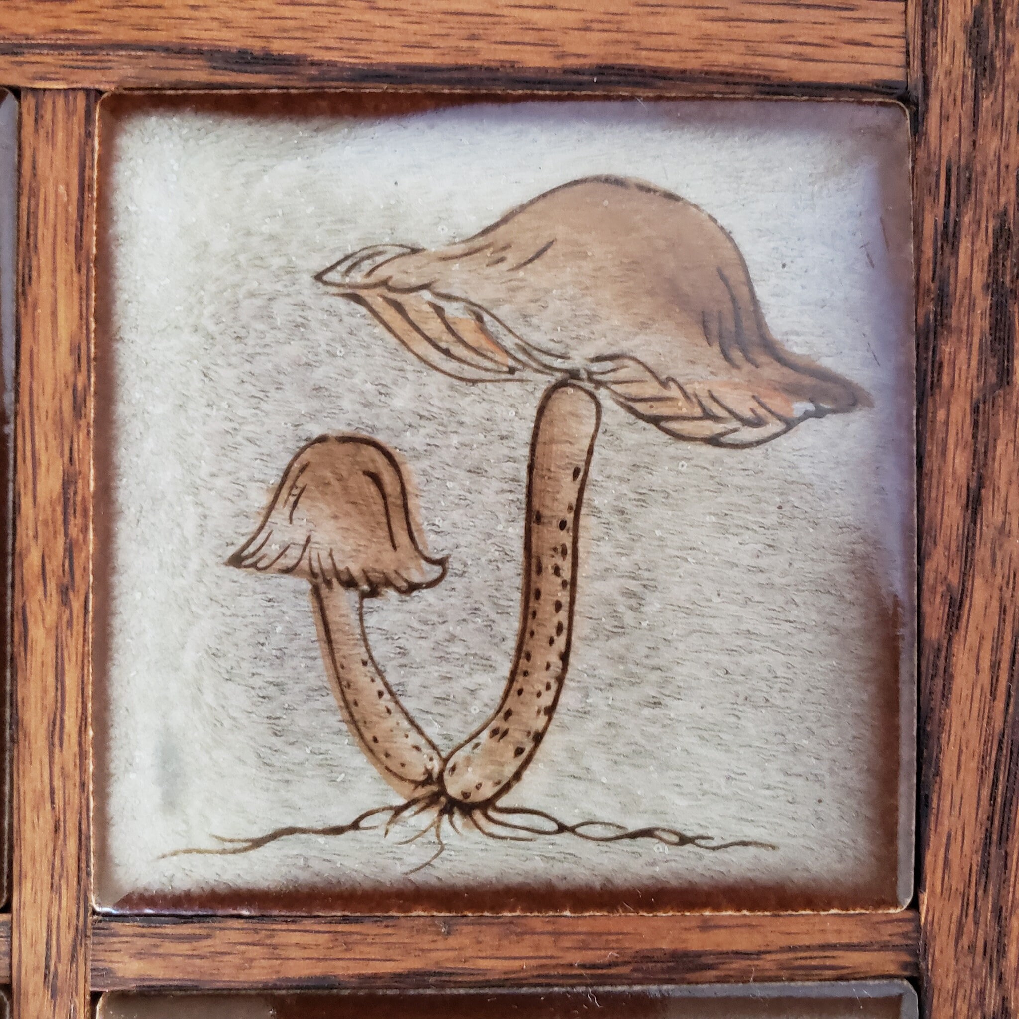 Mushroom Fungi Ceramic Pottery and Oak Wood Kitchen Trivet Fairycore ...