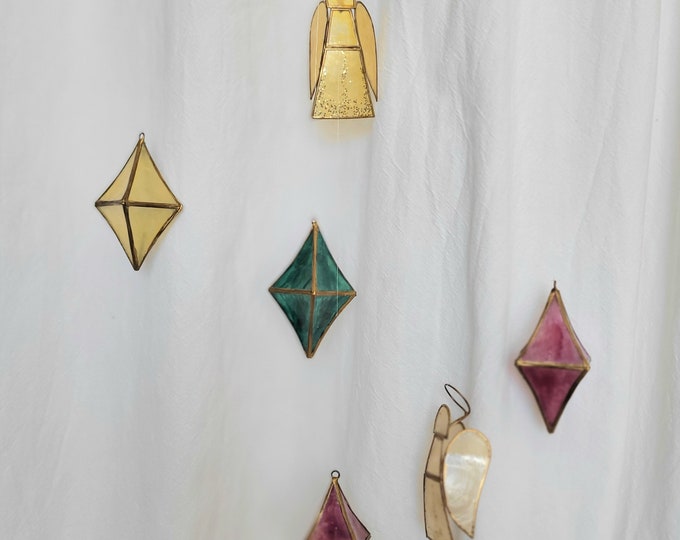 Capiz Christmas Tree Ornaments Set of 6 Mid Century Old World ...