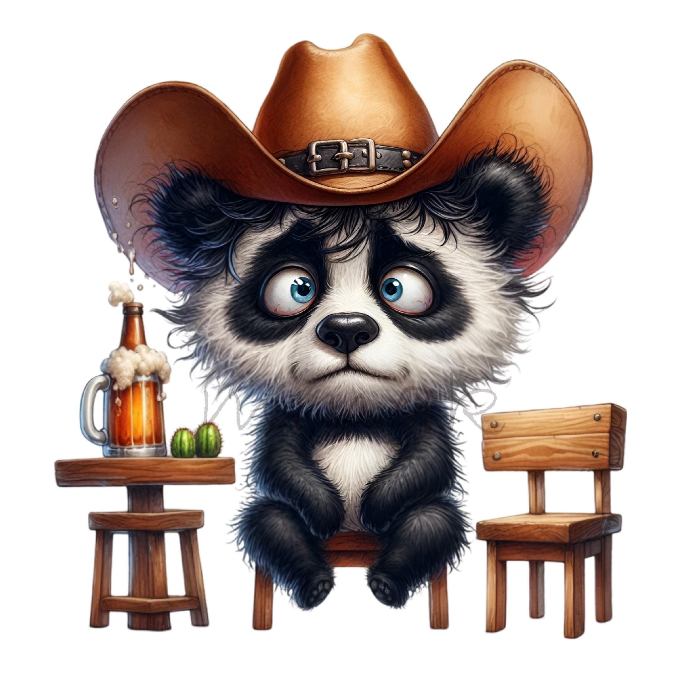 12 PNG Funny Panda Cowboy, Beer Mug Sublimation, Western Skull Hat ...