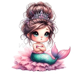 15 Mermaid Princess PNG Clipart, Whimsical Ocean Illustration, Cute ...