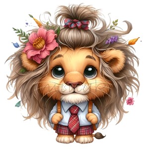 15 Quirky Lion PNG Clipart With Wild Mane and Coffee Cup, Cute Digital ...