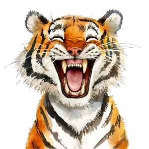 16 Funny Tiger PNG Clipart, Cute Cartoon Tiger Digital Art, Whimsical ...