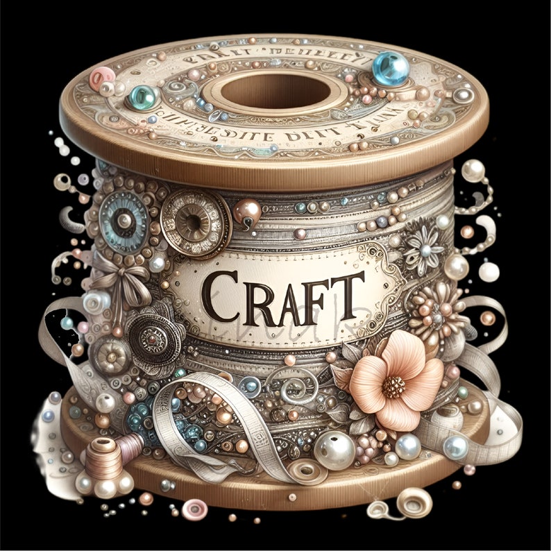 15 PNG Vintage Craft Spool Clipart - Sewing Thread PNG for Handmade ...