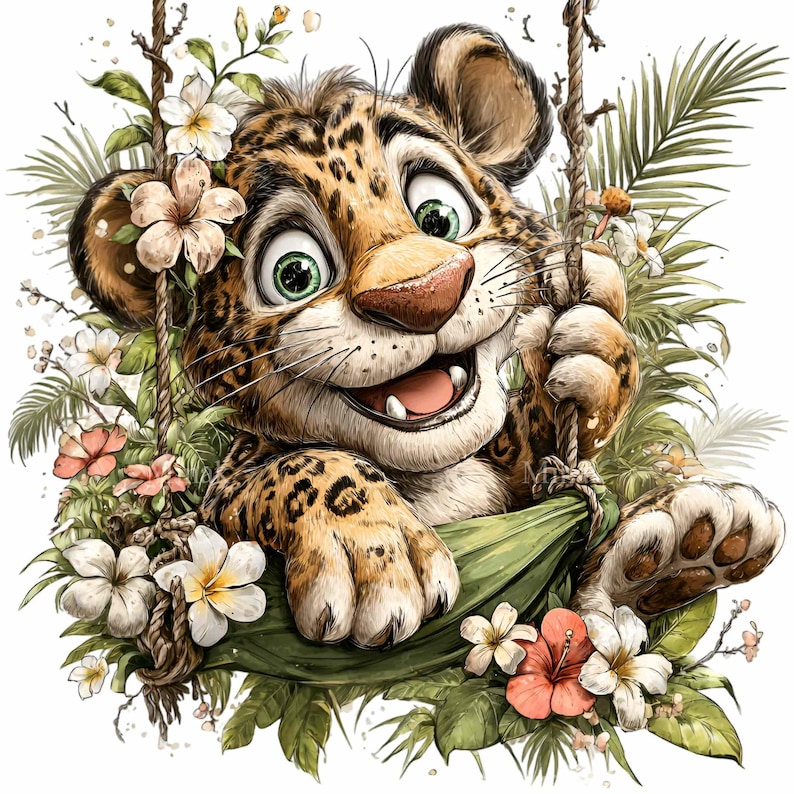 14 PNG Tiger Swing Clipart – Cute Tiger PNG – Jungle Animal Art With ...