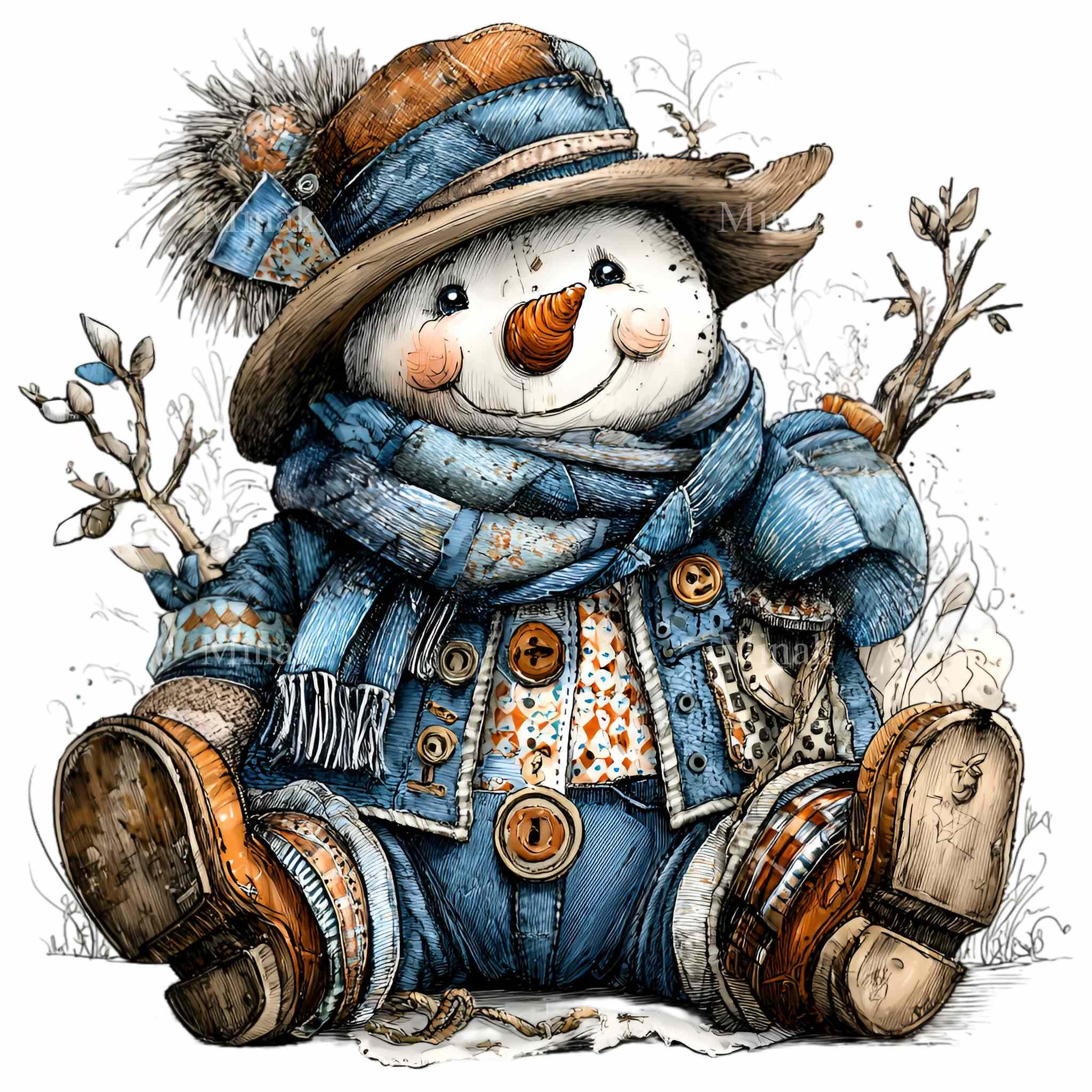 12 PNG Patchwork Snowman – Snowman PNG Clipart for Winter Cards, Cute ...