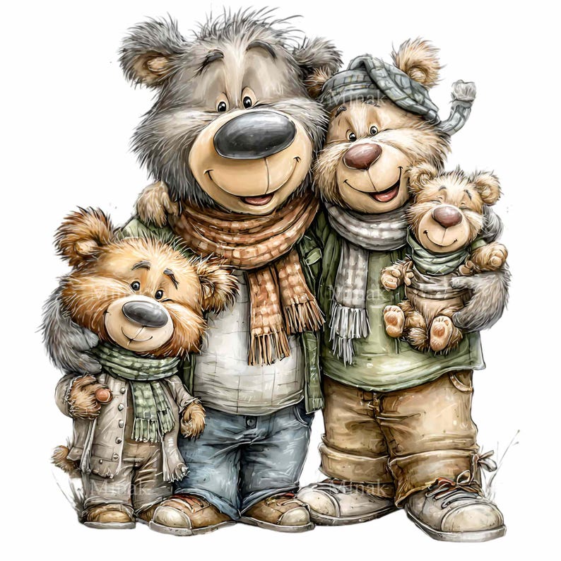 15 PNG Winter Bear Family Clipart – Animal Group Art for Crafts, Cards ...