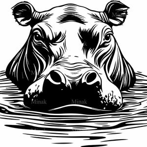 4 SVG Hippo Head SVG – Hippopotamus Face Clipart for Cricut and ...
