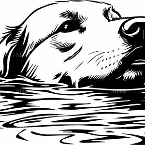 4 SVG Swimming Dog SVG Cut File - Labrador Retriever Emerging From ...