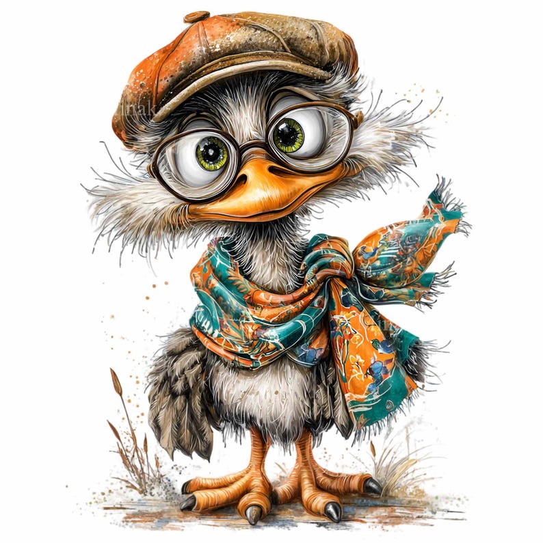 12 PNG Funny Cartoon Ostrich – Fall Bird PNG – Silly Animal With ...