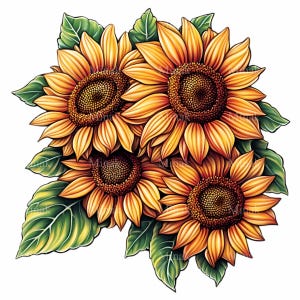12 PNG Yellow Sunflower Floral Bouquet Clipart, Summer Garden ...