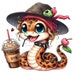 15 Funny Snake Drinking Coffee Cartoon Clipart Printable Digital Comics ...