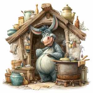 15 PNG Chef Donkey Clipart – Funny Cooking Illustration in Cottage ...