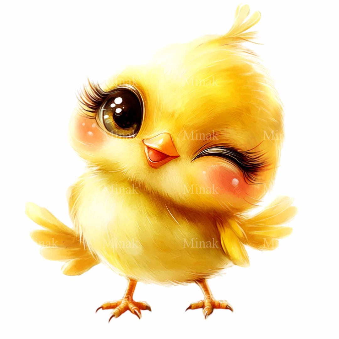 12 Cute Chick PNG Clipart Digital Download – Yellow Baby Chick With Bow ...