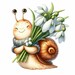 14 Spring Snail PNG Clipart - Cute Snail Holding Snowdrops for Floral ...