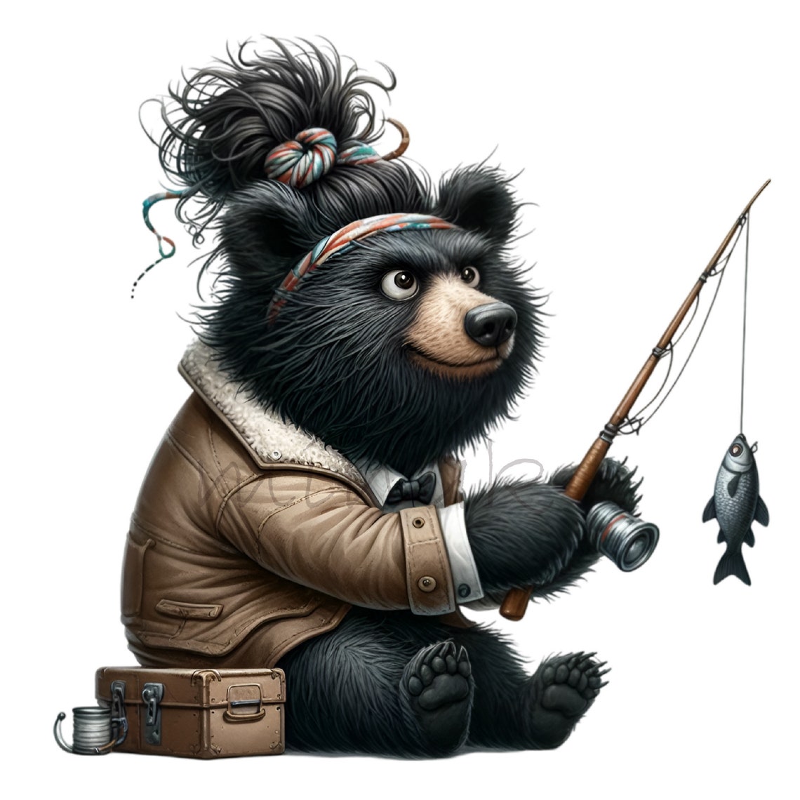 14 PNG Fishing Bear Clipart – Woodland Animal Art With Rod and Fish for ...