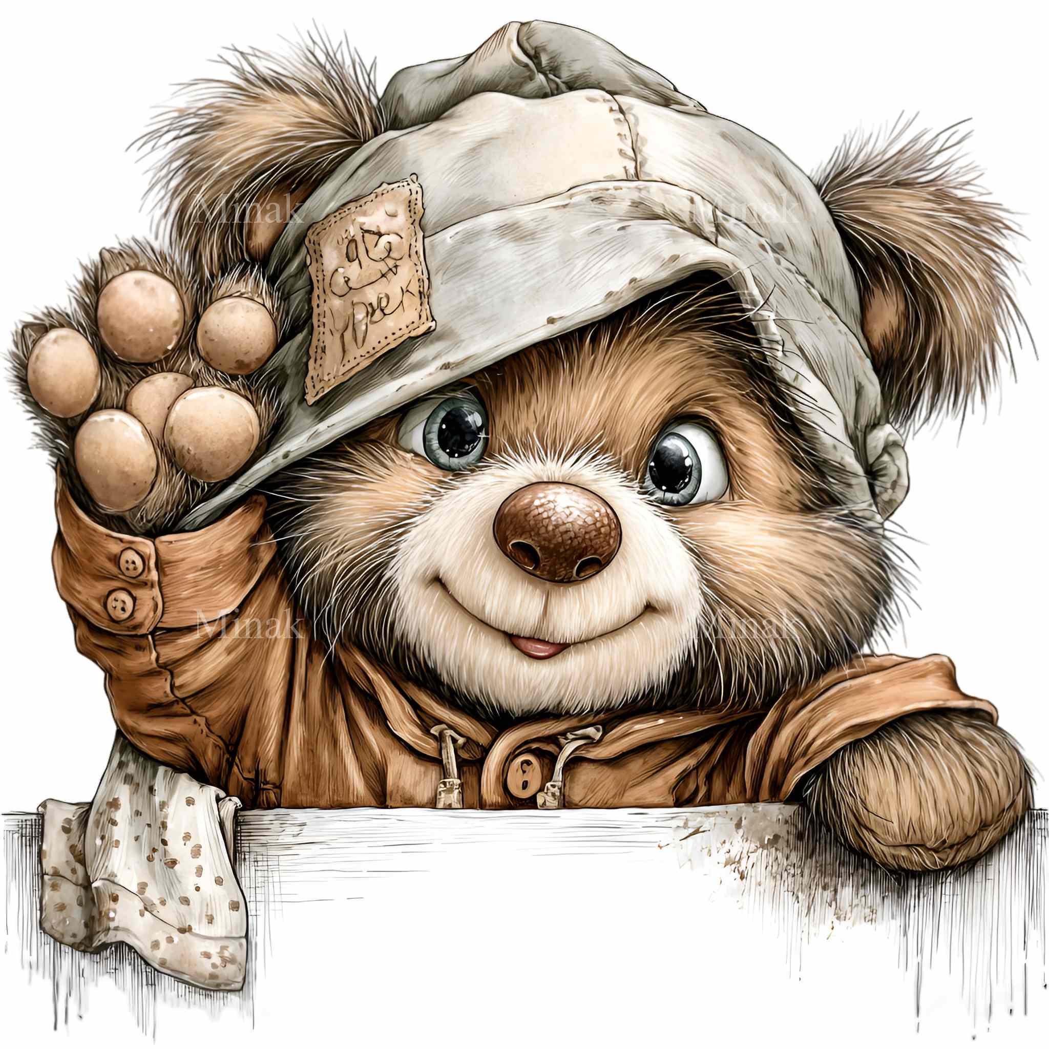 14 PNG Sleepy Bear Clipart – Cute Watercolor PNG – Baby Animal Art for ...