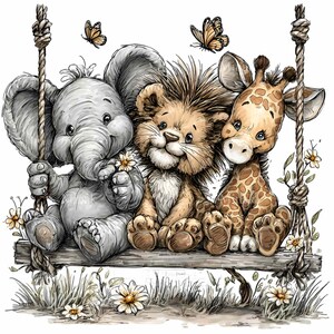 10 PNG Safari Baby Animals Clipart – Lion, Elephant, Leopard PNG ...