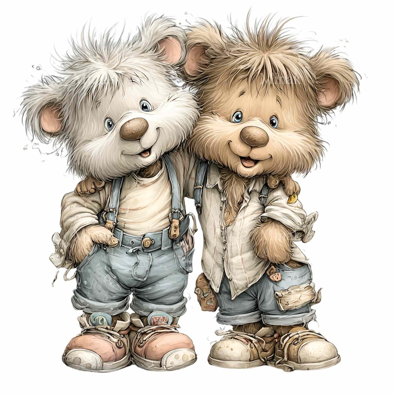15 PNG Cute Bear Friends Clipart – Adorable Bear Duo PNG for Nursery ...