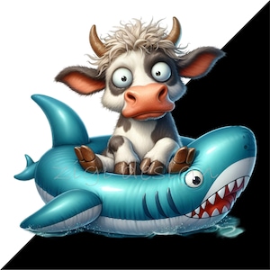 Cow on Shark Float Clipart 10 PNG Cute Baby Cow Art for Kids' Projects ...
