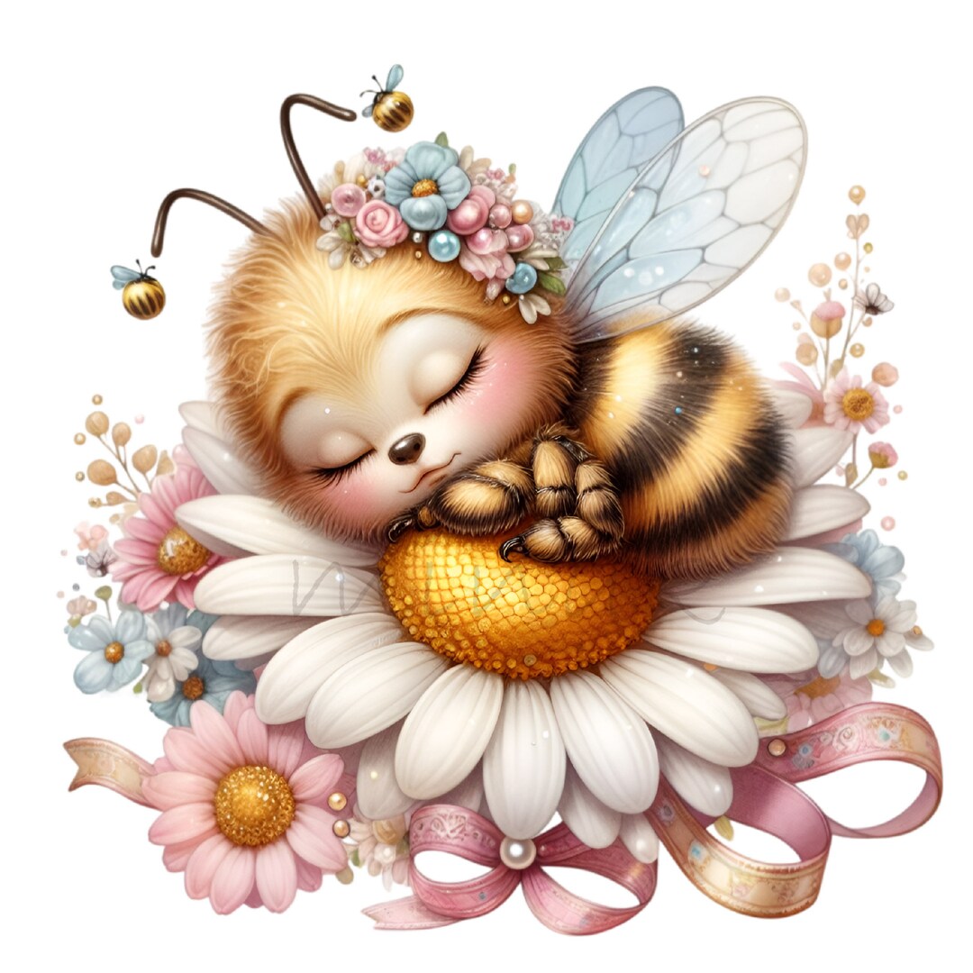 Honey Bee Clipart, Cute Bumblebee Clip Art, 10 PNG Flowers Baby Bee ...