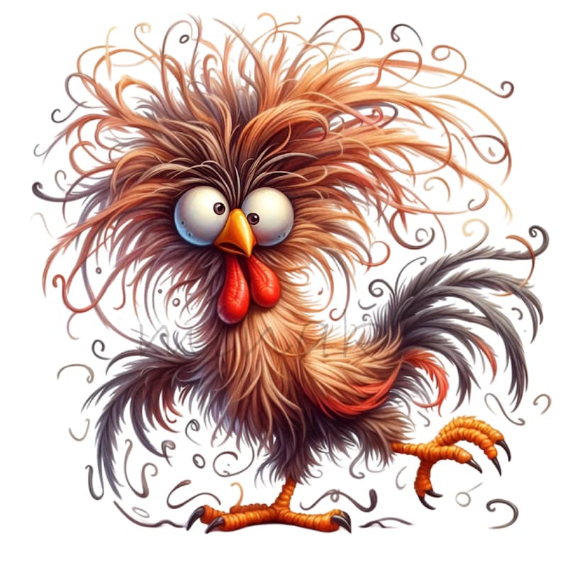 Funny Scruffy Rooster Clipart PNG - 10 Comical Cartoon Chicken With ...