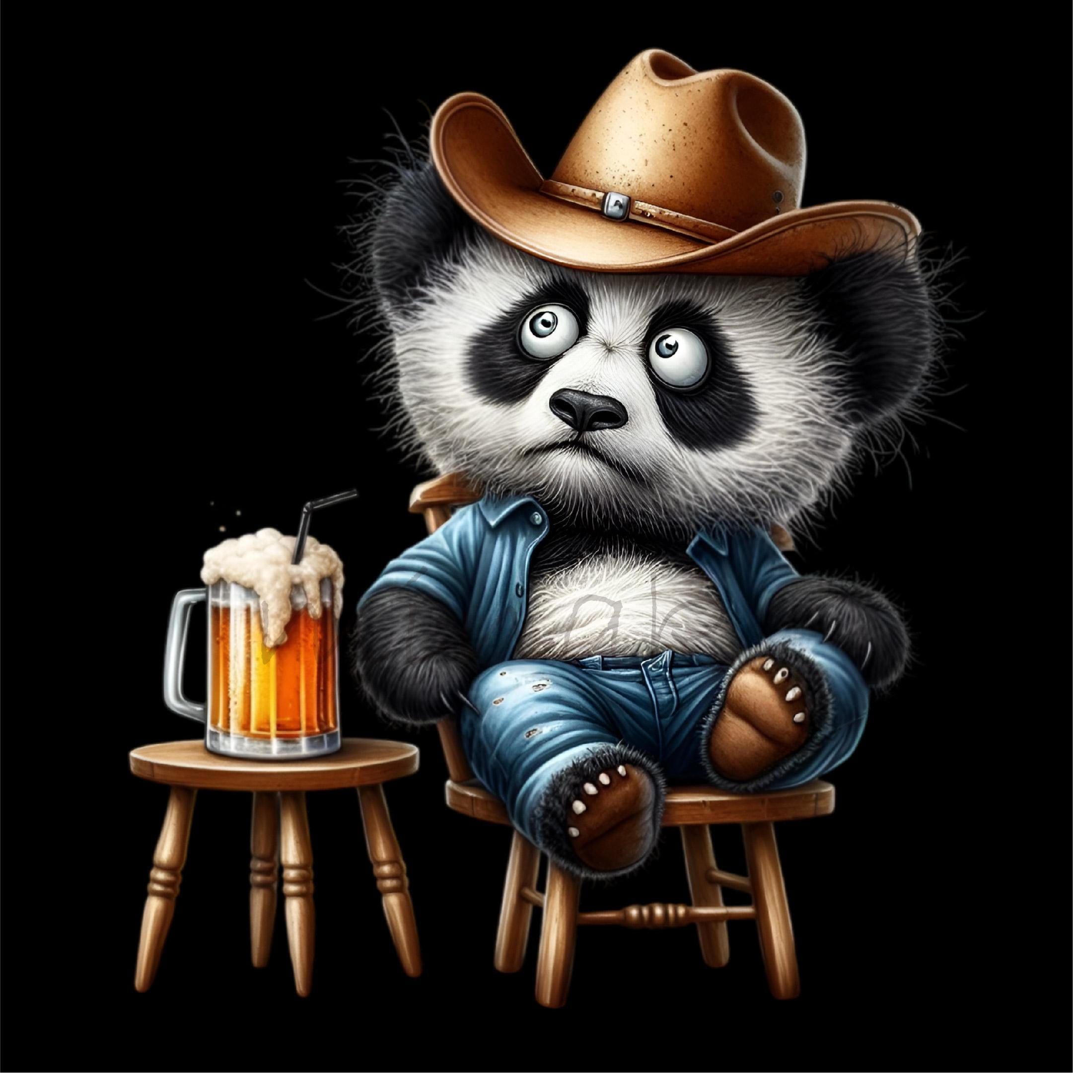 12 PNG Funny Panda Cowboy, Beer Mug Sublimation, Western Skull Hat ...