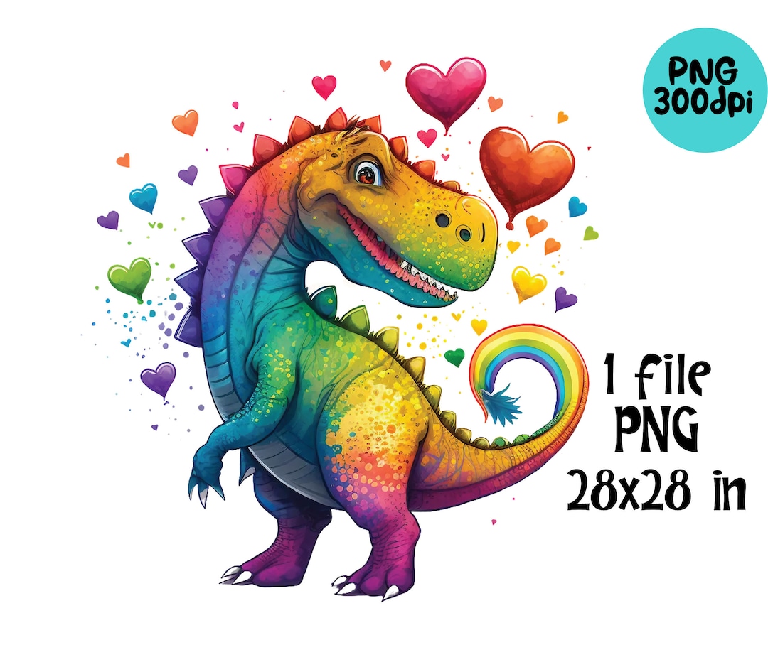 Rainbow Dinosaur Clipart - Etsy