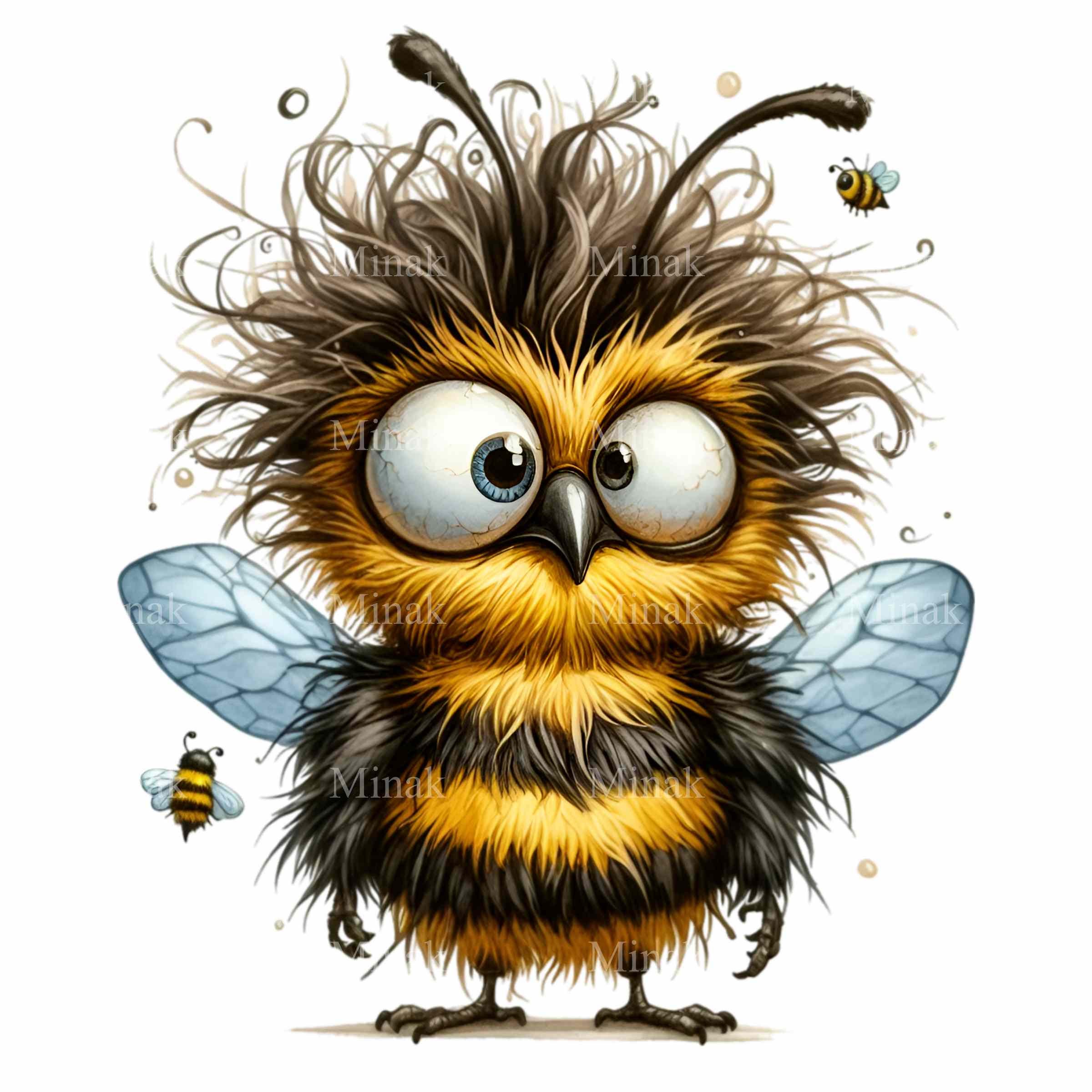 16 PNG Messy Hair Bee , Funny Bumblebee Clipart, Crazy Bird Hybrid ...