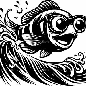 5 SVG Cool Fish SVG With Sunglasses – Ocean Cartoon Clipart – Funny ...