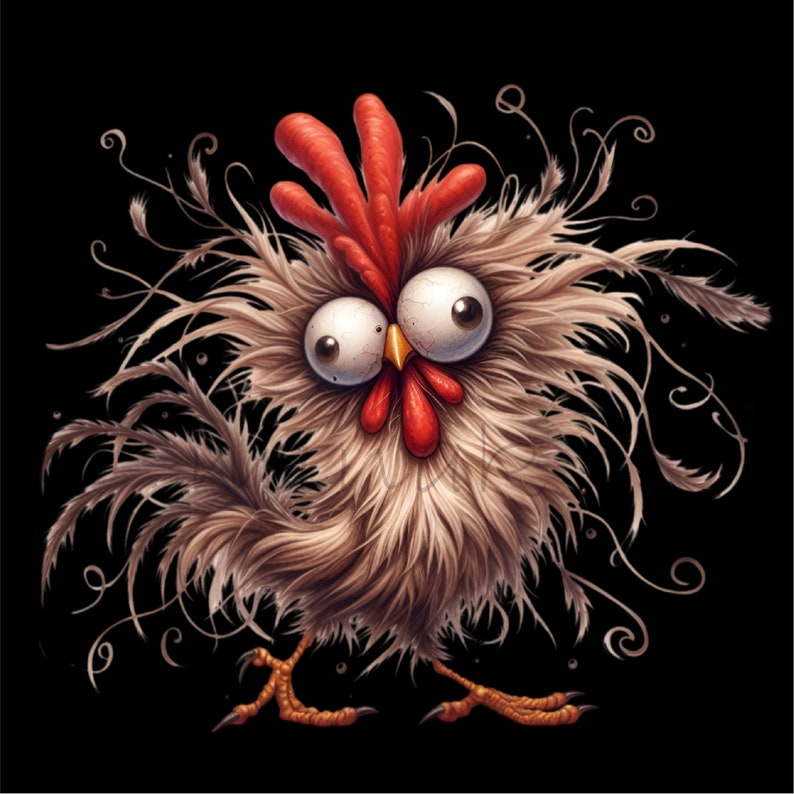 Funny Scruffy Rooster Clipart PNG - 10 Comical Cartoon Chicken With ...