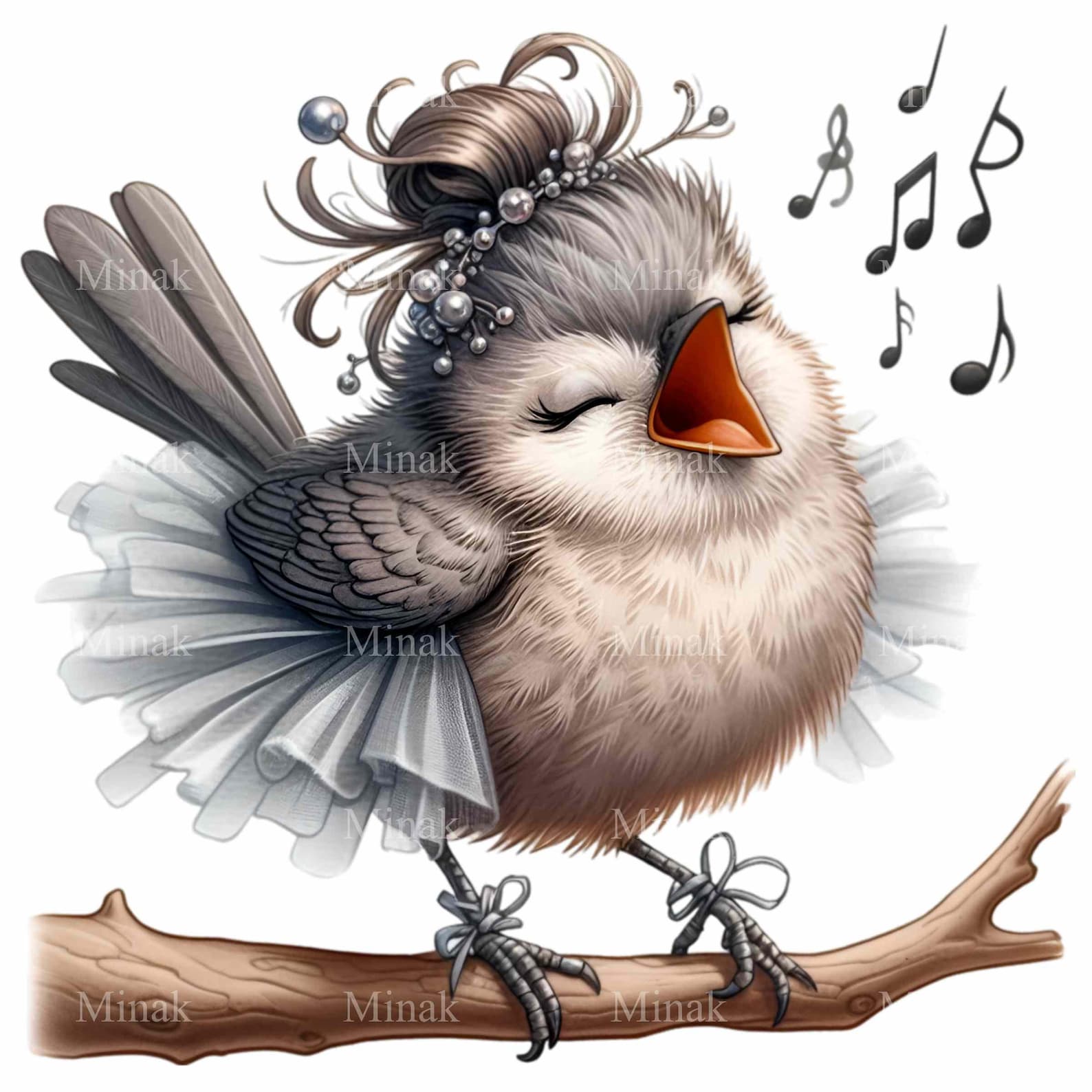 12 PNG Singing Bird Clipart – Cute Songbird PNG – Digital Download for ...