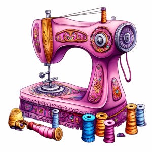 12 Pink Sewing Machine PNG Clipart, Transparent Background, Decorative ...
