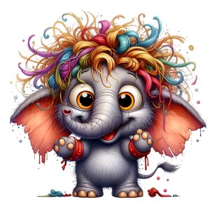 15 PNG Rainbow Elephant Clipart - Cute Animal Illustration - Kids Party ...