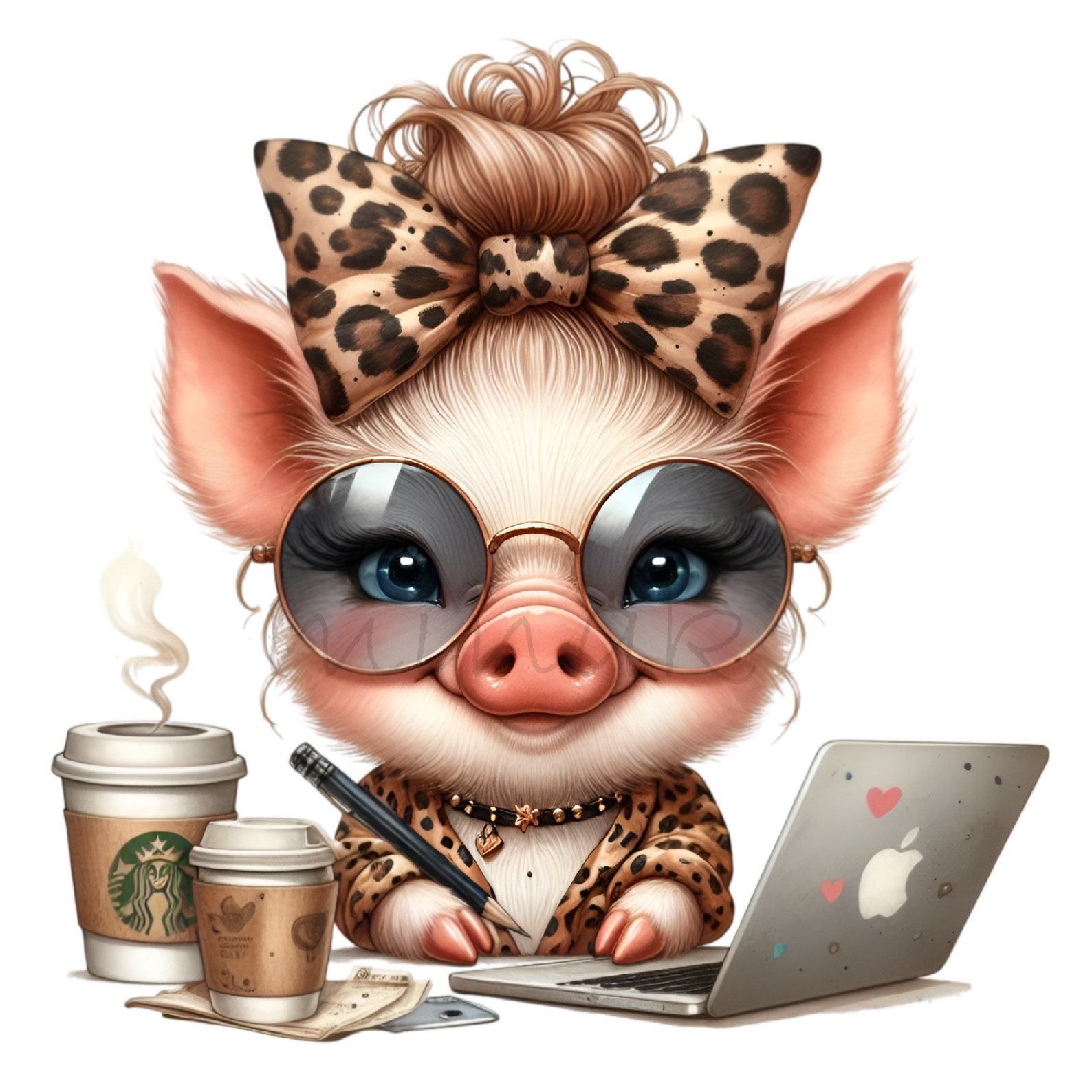 Pig Clipart PNG, Coffee Clip Art, 10 Watercolor Cute Piglet Farm Animal ...