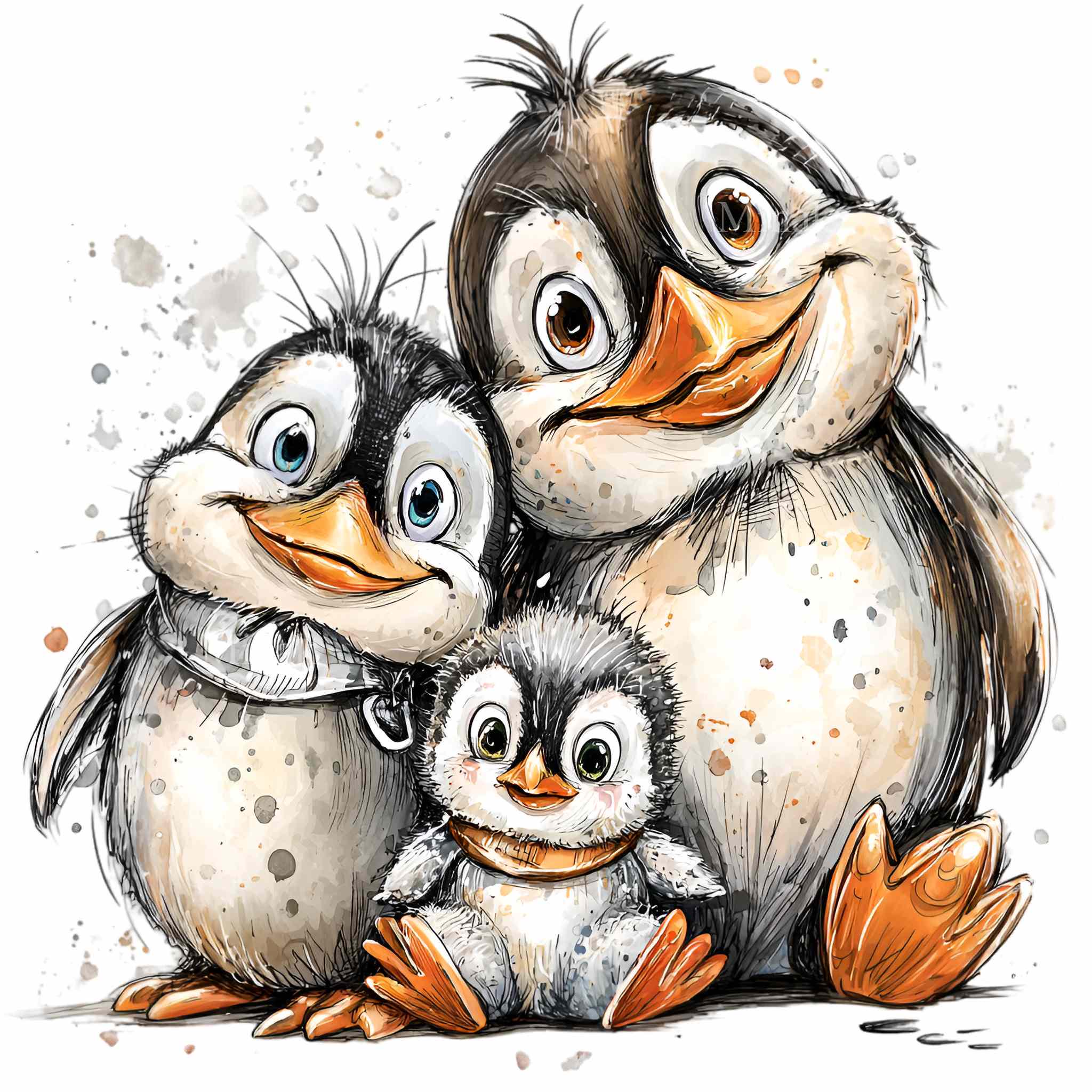 15 PNG Winter Animal Clipart – Penguin Family PNG – Cute Cartoon ...