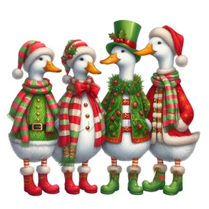 Christmas Ducks Clipart, 15 Festive Holiday Duck PNG, Santa and Elf ...