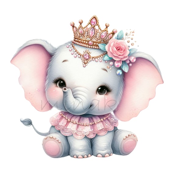 Baby Elephant With Crown Logo 15 Princess Elephant PNG Clipart