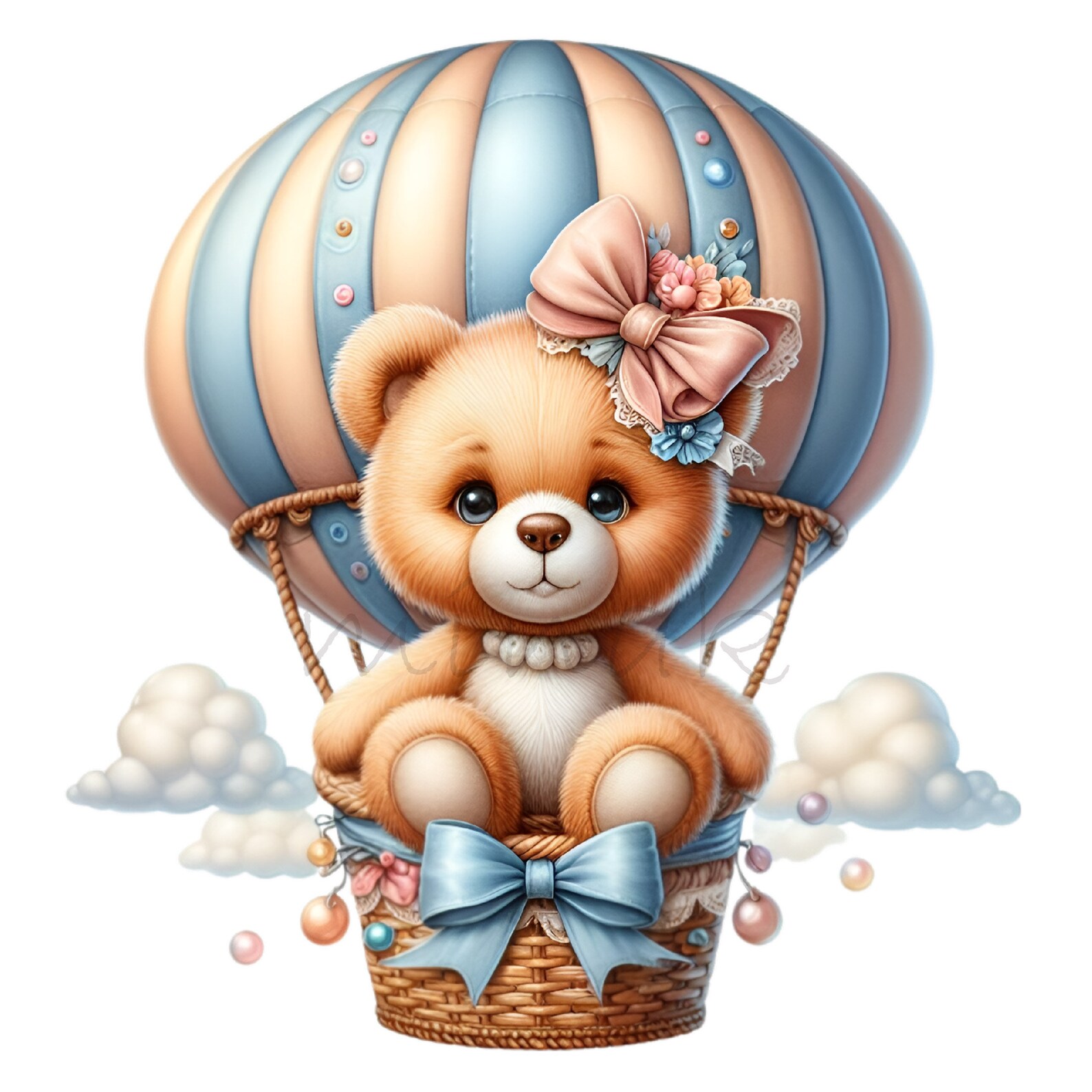 10 PNG Baby Bear Balloon Clipart – Hot Air Balloon Animal Illustration ...