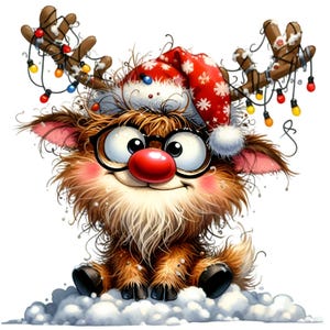 Funny Christmas Reindeer Clipart PNG 15 Silly Reindeer With Tangled ...