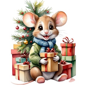 Christmas Mouse PNG Clipart, 12 Cute Mice With Christmas Tree, Holiday ...
