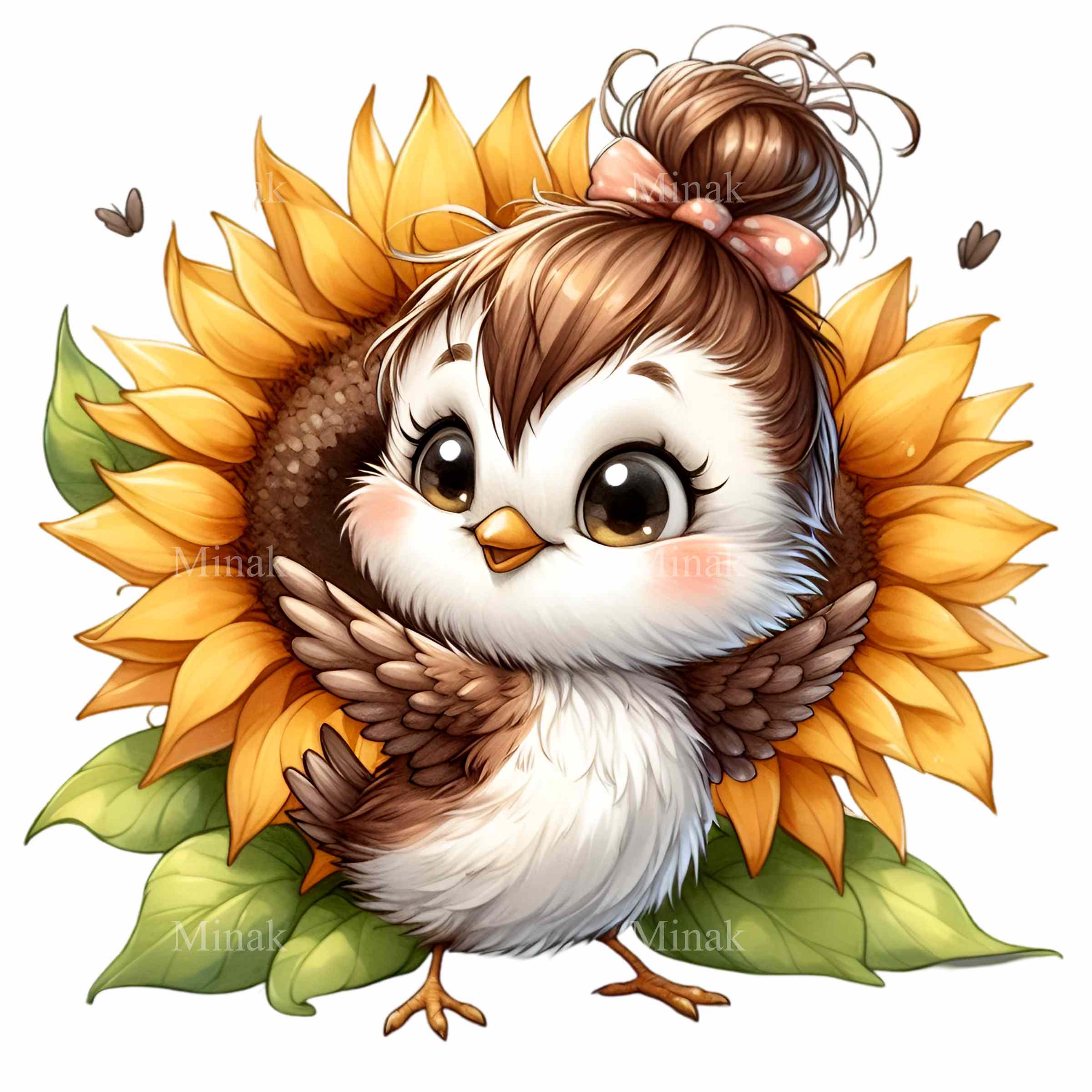 11 PNG Sunflower Bird Messy Bun Clipart, Summer Garden Sublimation - Etsy