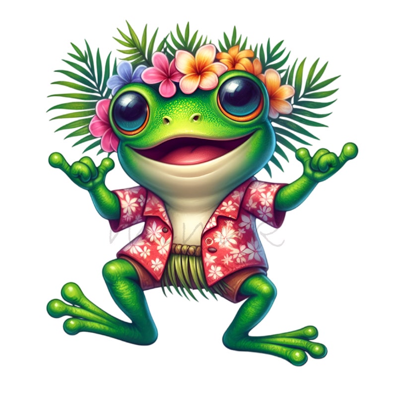 14 PNG Tropical Hula Frog Party Clipart, Exotic Toad Digital - Etsy