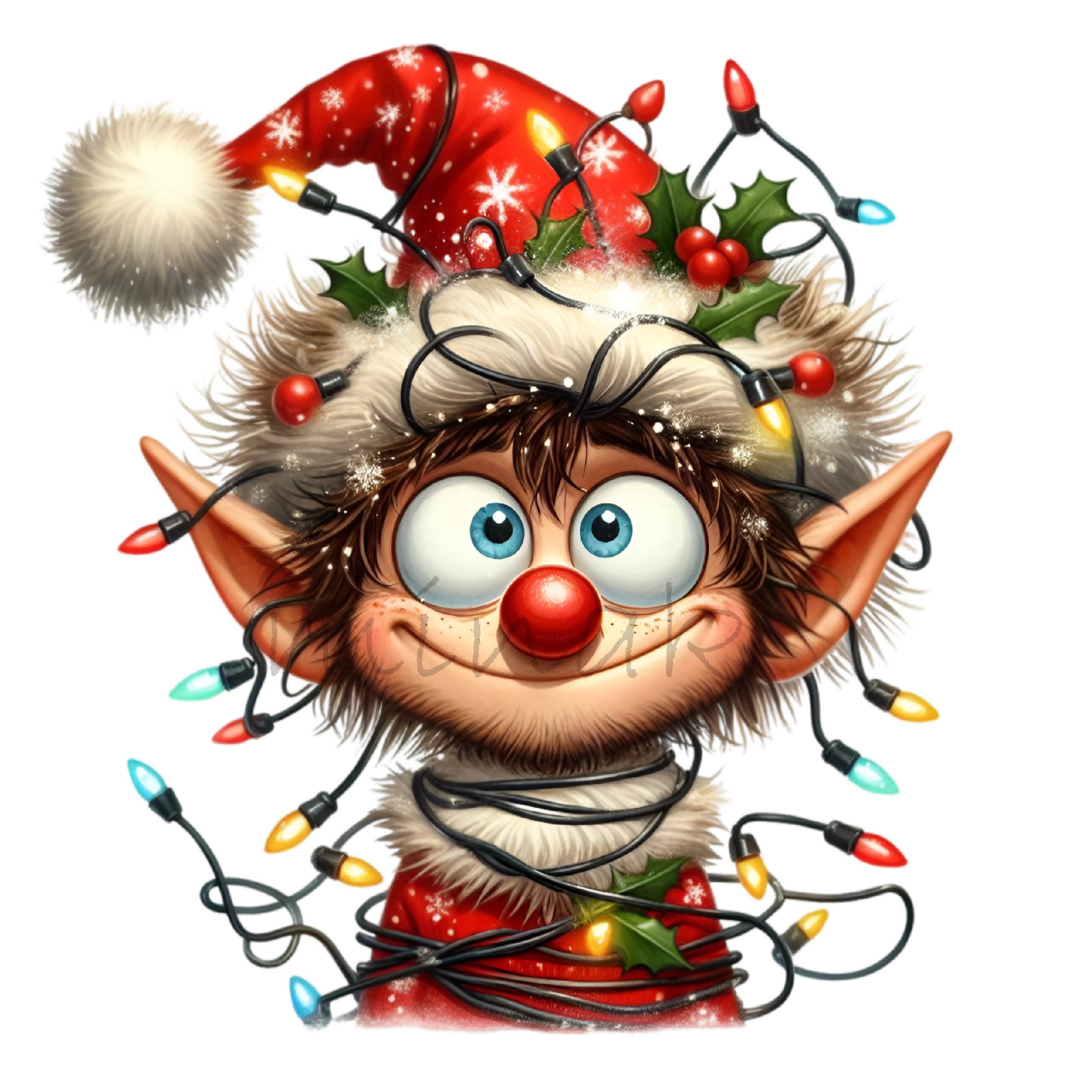 10 PNG Tangled Elf Clipart – Funny Christmas Elf PNG – Grumpy Holiday ...