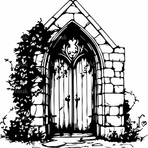 4 Gothic Arch Door SVG, Haunted Castle Gate Cut File, Rustic Ivy ...